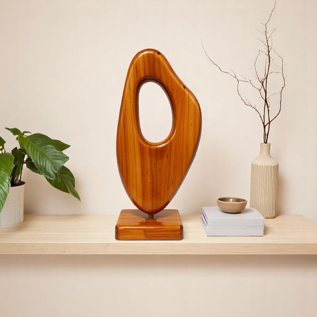 Escultura Decorativa De Estante Forma Orgânica Abstrata Em Madeira Com ...
