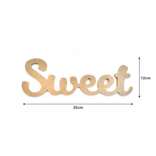 Palavra Decorativa Sweet Lettering Para Parede 35cm em Mdf Cru 6mm - Kiaga